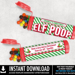 Elf Poop Mini M&m Tube Label,christmas Party Favor, Elf Party,santa's ...