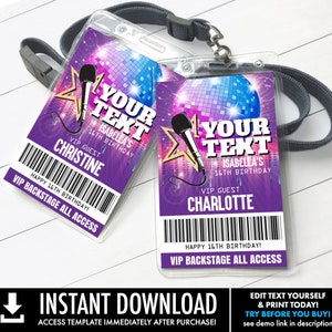 Rockstar (your Text) VIP Badge,party Like a Rock Star,rock N Roll ...