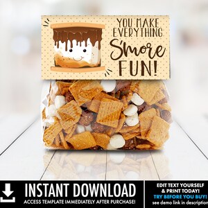 S'more Party Favor Bag Topper You Make Everything S'more Fun, S'more 4 ...