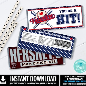 Valentine Baseball Candy Bar Label/wrapper Baseball - Etsy
