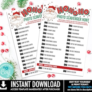 Christmas Photo Scavenger Hunt Game, Holiday Scavenger Hunt, Kids Party ...