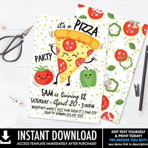 Pizza Party Invitation - Pizza Birthday Party, Pizza Party, Italian ...