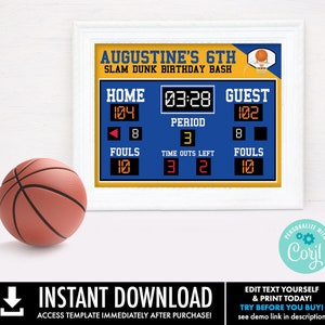 Basketball Scoreboard Printable 8x10 Table Top Sign Scoreboard Sign ...