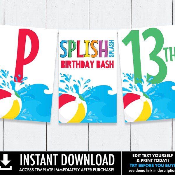 Pool Party Banner - Etsy