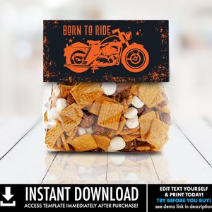 Motorcycle Treat Bag Topper - Motorcycle Party Favor, Motorcycle Theme ...