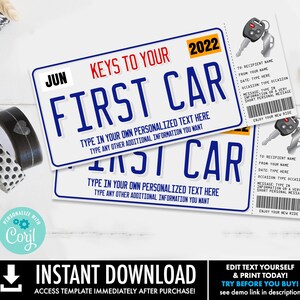 Surprise First Car Gift Voucher,license Plate Voucher,gift Reveal,gift ...