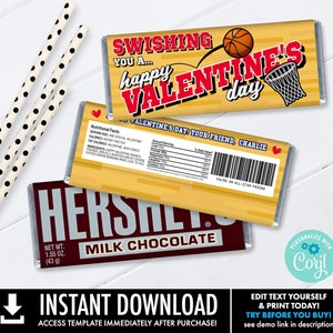Valentine Basketball Candy Bar Label/wrap, Swishing You A Happy ...