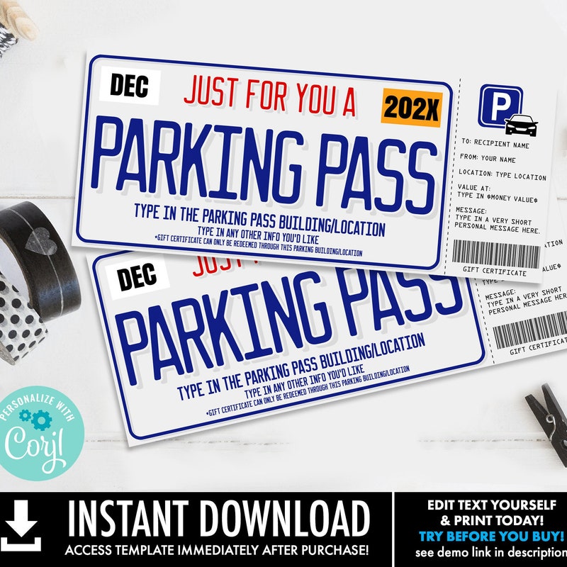 Parking Pass Template - Etsy