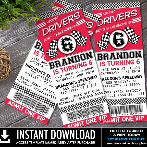 Race Car Invitations - Etsy