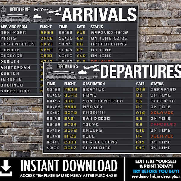 Airport Terminal Printable Signs - Etsy