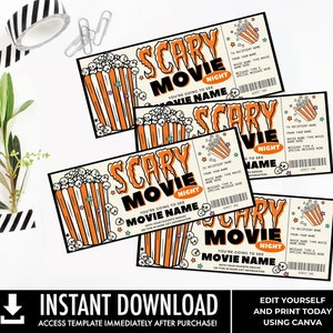 Halloween Scary Movie Night Mini Tickets, Spooky Movie Night Party ...