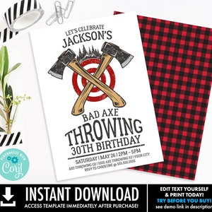 Axe Throwing Party Invitation Bad Axe Birthday,axe Throwing Invite ...