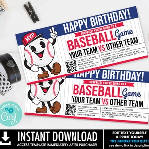 Baseball Ticket Gift Template,surprise Baseball Game Ticket, Fake ...