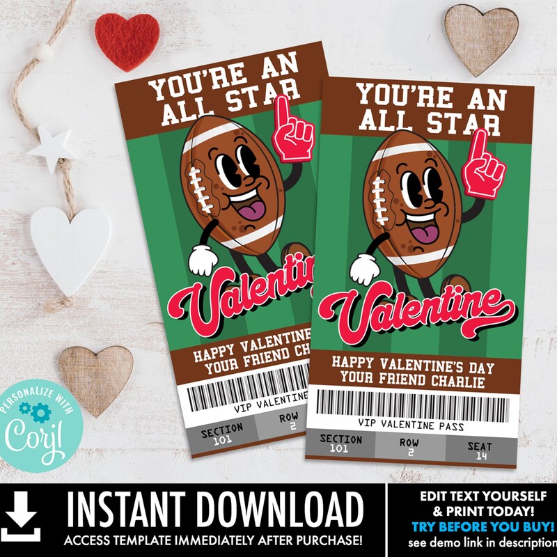 Football Valentine - Etsy