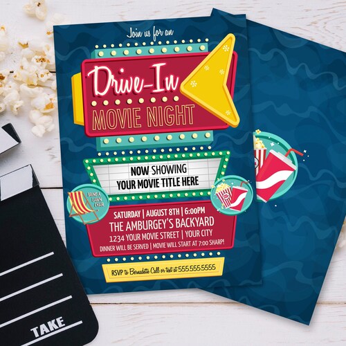 Retro Drive-in Movie Party Backdrop Sign Printable Outdoor - Etsy
