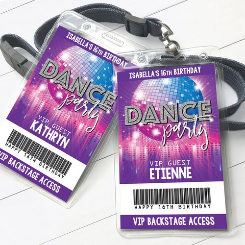 Dance Party VIP Badge Disco Dance Party Rock N Roll Party - Etsy