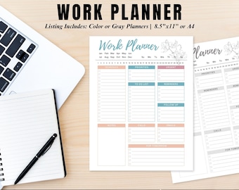 Editable Work Planner Template, Work Day Organizer, Printable Daily ...
