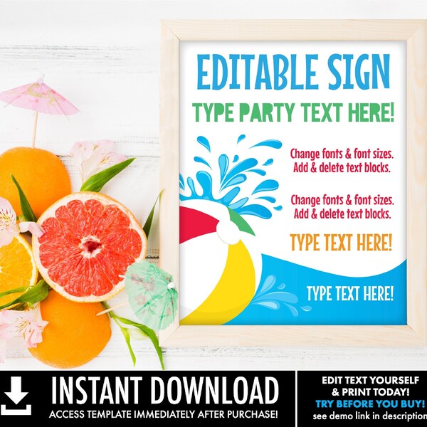 Pool Party Sign - Etsy