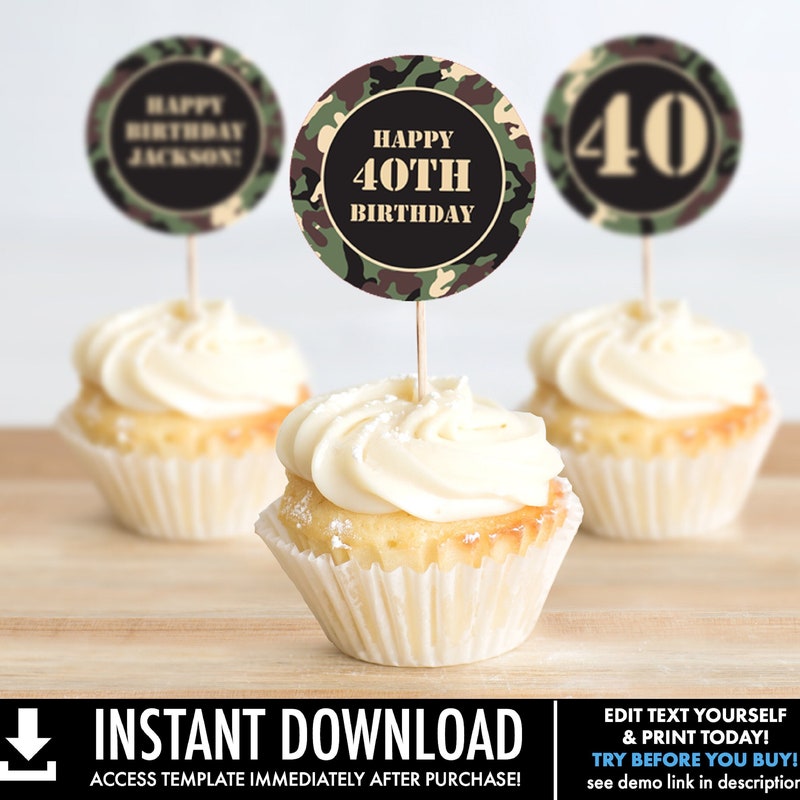 Army Cupcake Toppers - Etsy