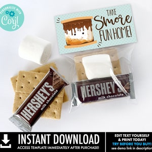 S'more Party Favor Bag Topper Take S'more Fun Home, S'more 3 Treat ...