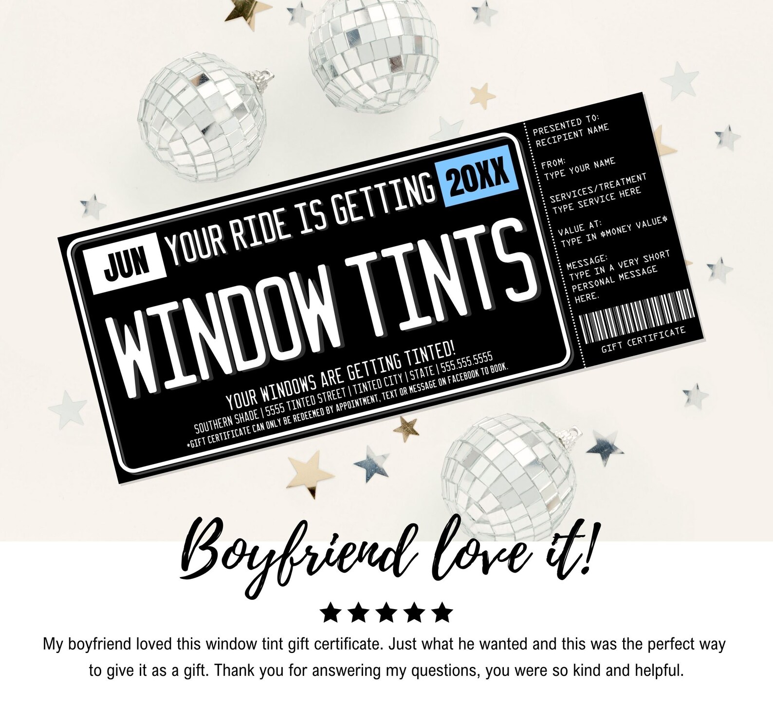 Car Window Tinting Gift Certificate, License Plate Surprise Gift ...