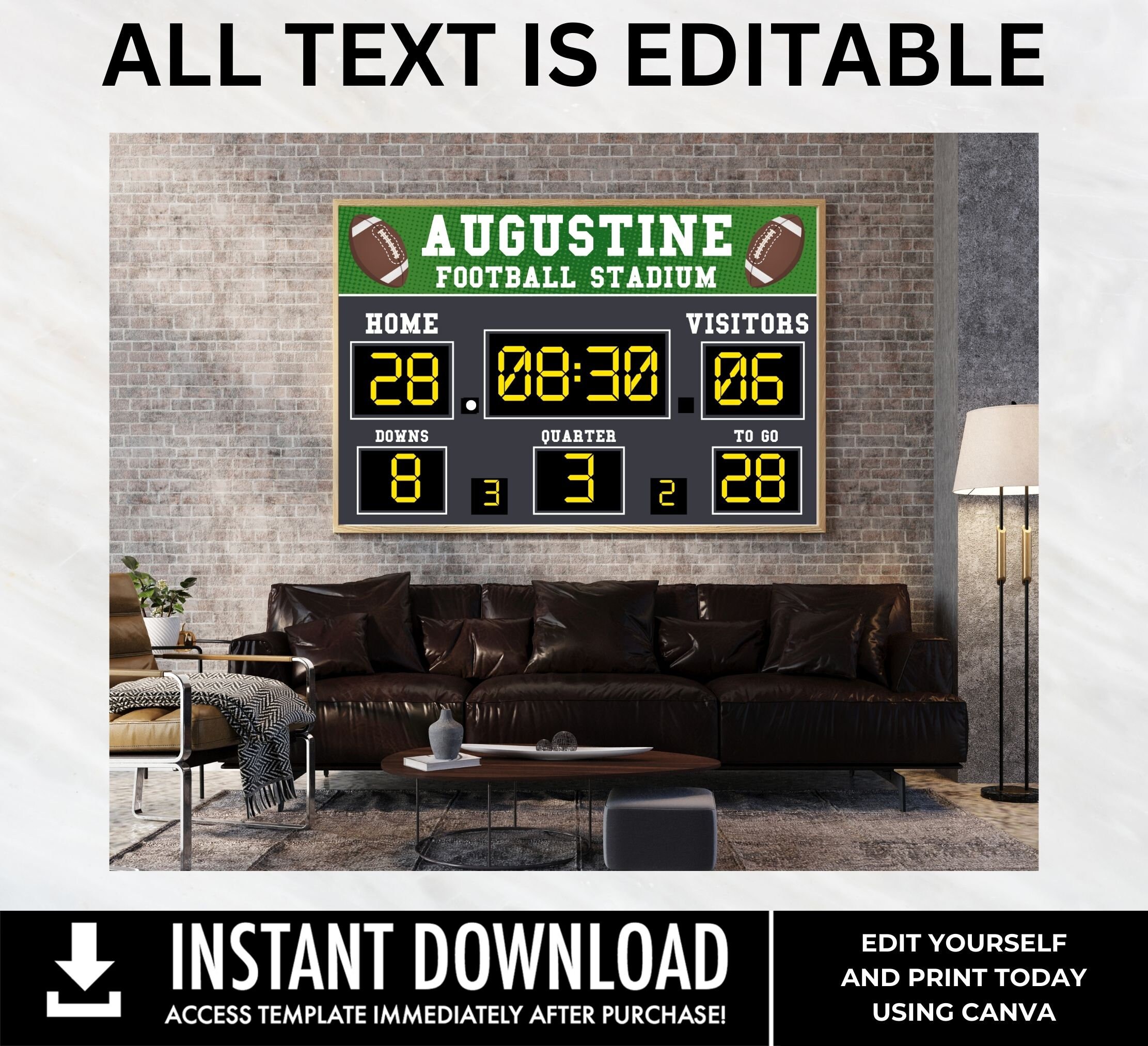 Football Scoreboard 48"x36" Party Sign/poster, Scoreboard Party Sign ...