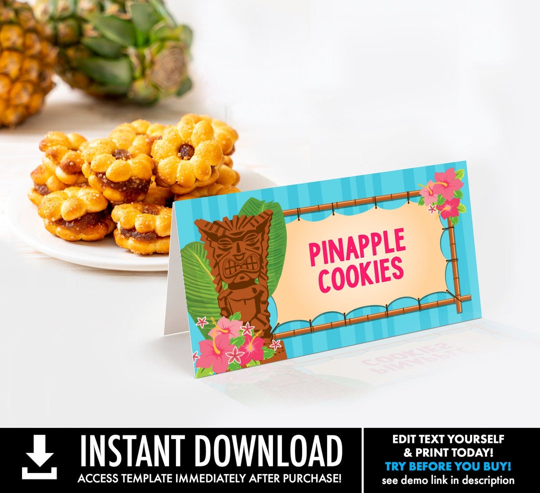 Luau Food Labels - Buffet Tags, Hawaiian Party, Luau Birthday, Luau ...