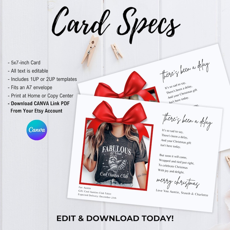 Delayed Gift Delivery Card, IOU a Christmas Gift, Notification From ...