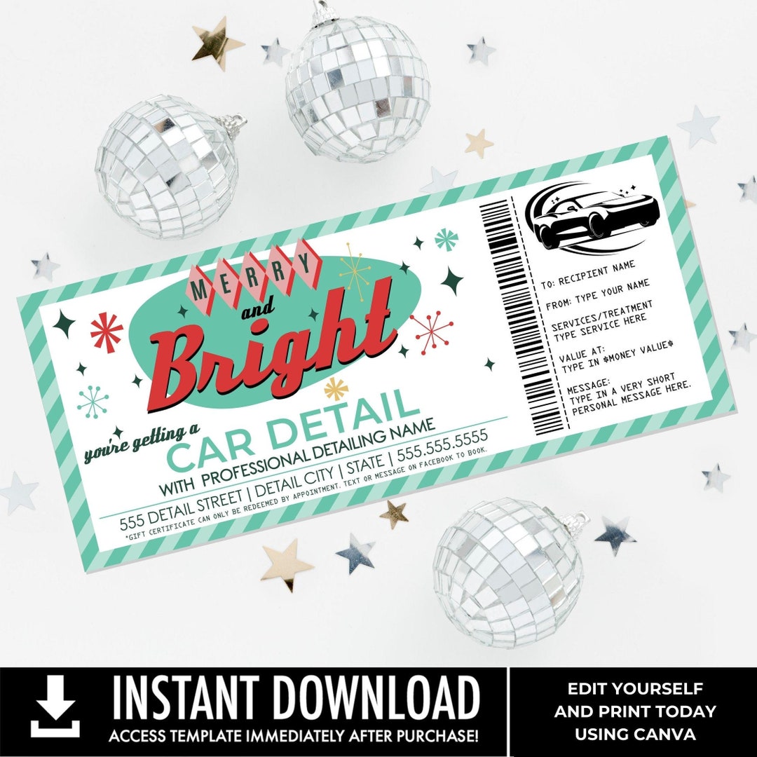 Car Detailing Christmas Gift Certificate, Car Detail Surprise Gift ...