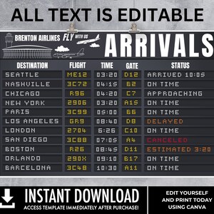 Airplane Party 48"x36" Poster, Arrival Signs, Airport Terminal Sign ...