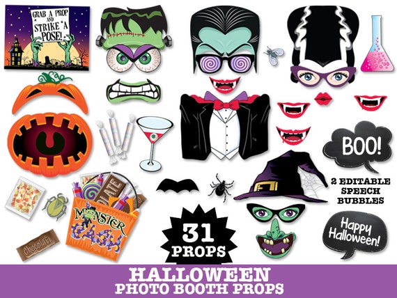 Halloween Photo Booth Props - Witch, Monster, Halloween, Vampire Party ...