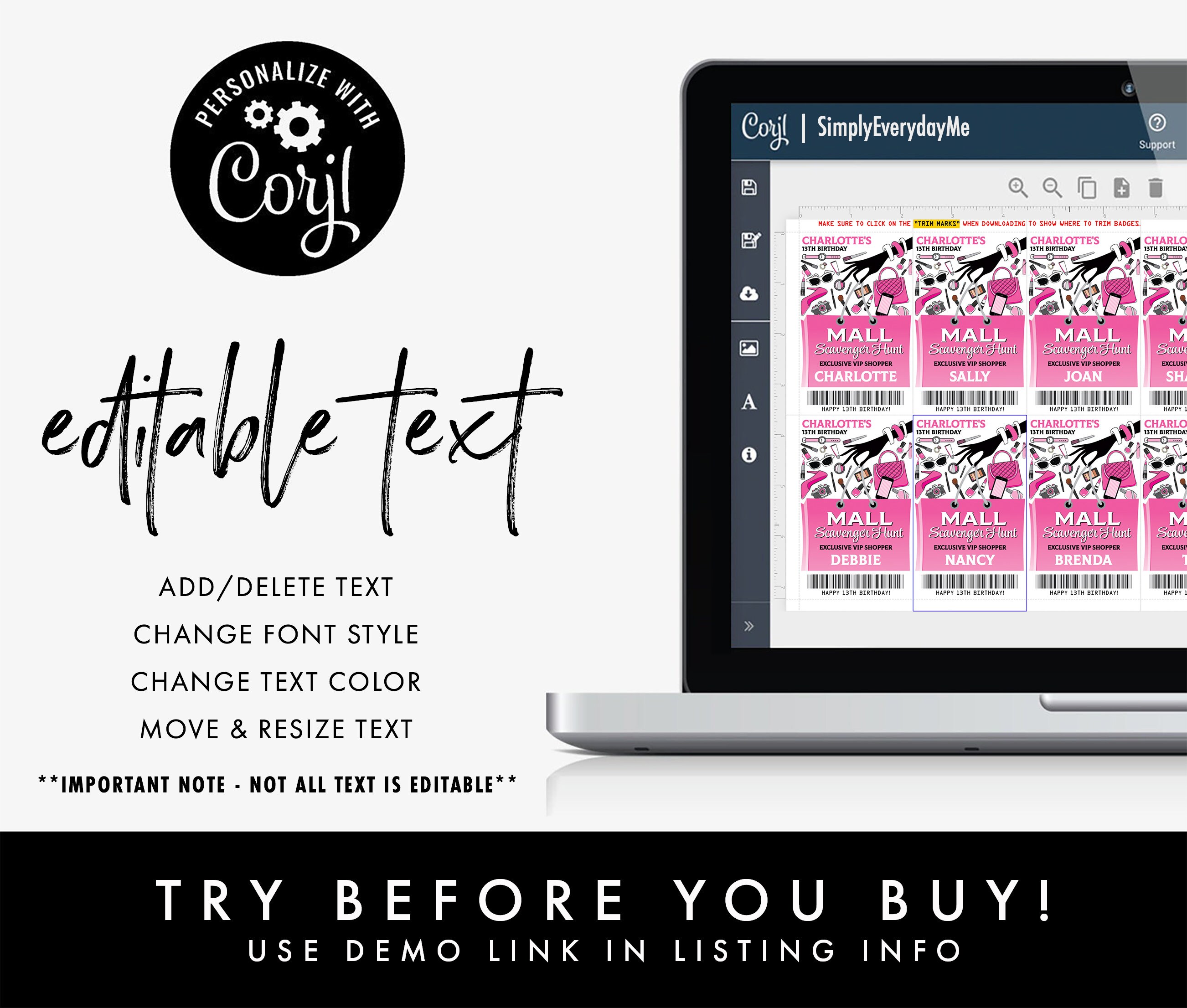 Mall Scavenger Hunt VIP Badge, Shopper ID Badge, Scavenger Hunt Passes ...