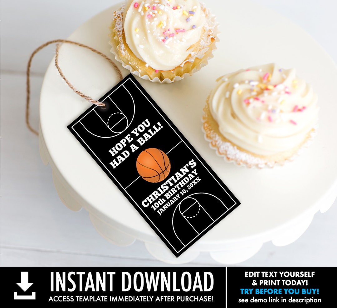 Basketball Favor Tag - Basketball Party, Basketball Birthday, Thank You ...