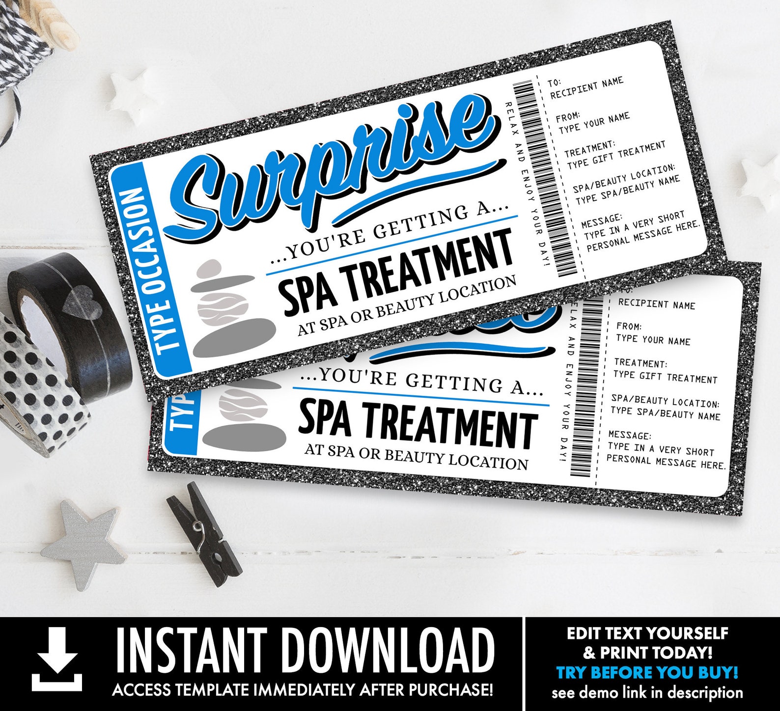 Spa Treatment Surprise Gift Voucher Spa Day Spa Treatment - Etsy UK