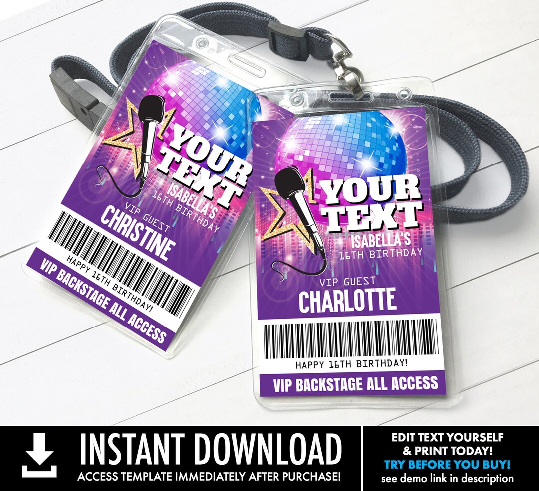 Rockstar (your Text) VIP Badge,party Like a Rock Star,rock N Roll ...