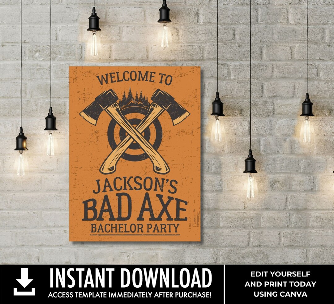 Axe Throwing Bachelor Sign, Welcome Party Sign–16"x20" Bachelorette ...
