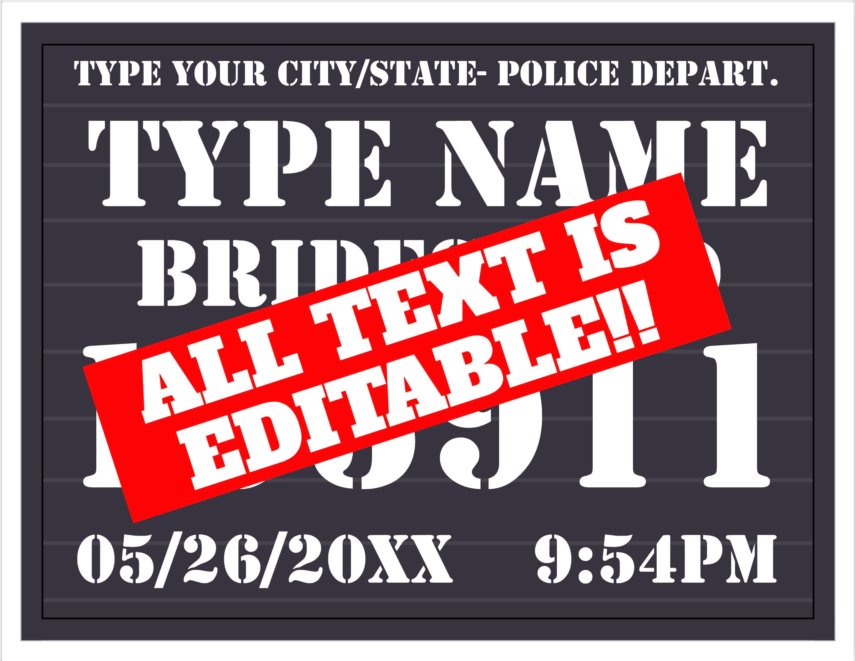 Bachelorette Party Mugshot Board - Police Slate Sign - Bridal Shower ...