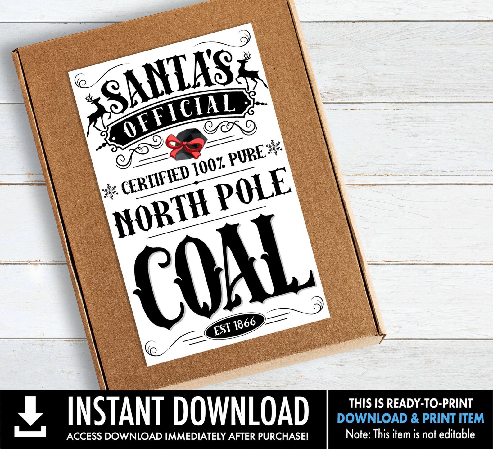 Christmas Coal 5"x8" Label, Santa's North Pole Coal, Santa's Naughty ...