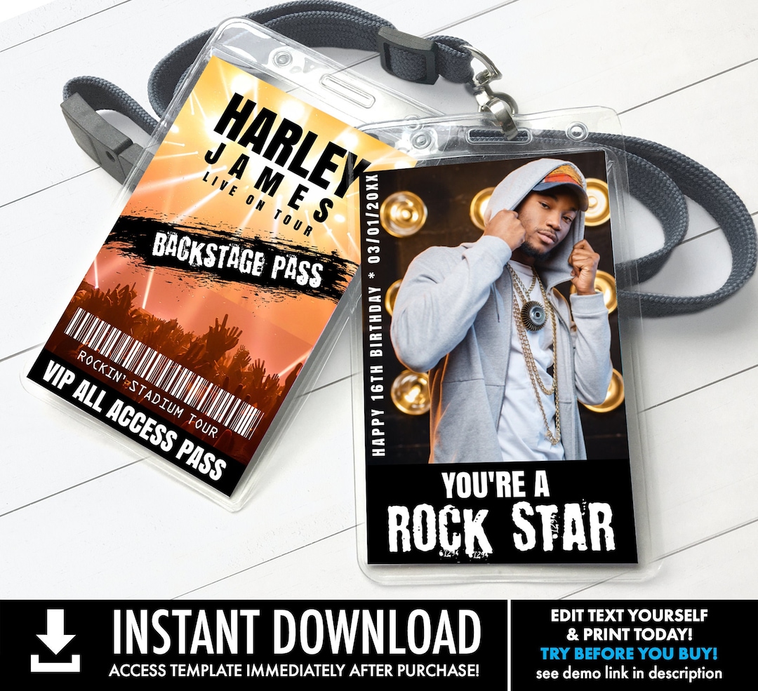 Rockstar VIP Photo Badge - Rock Star Birthday, Rockstar Party ...