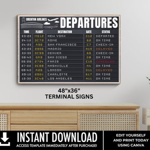 Airplane Party 48"x36" Poster, Departure Sign, Airport Terminal Sign ...