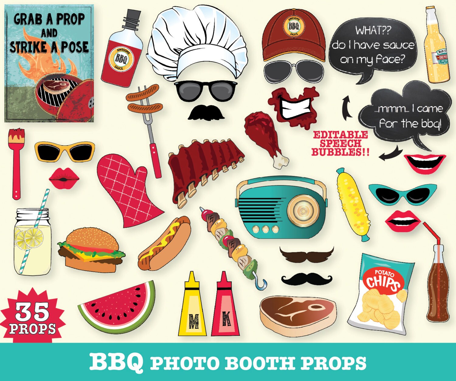 BBQ Photo Booth Props - I Do Bbq, Babyq Shower, Bbq Birthday, Bbq ...