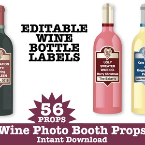 Wine Photo Booth Props - Wine Tasting Props, New Year's Props ...