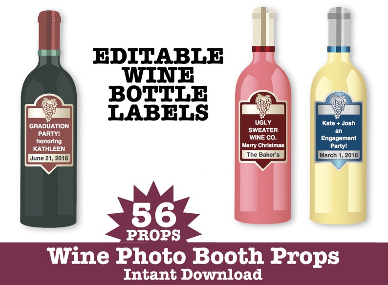Wine Photo Booth Props - Wine Tasting Props, New Year's Props ...