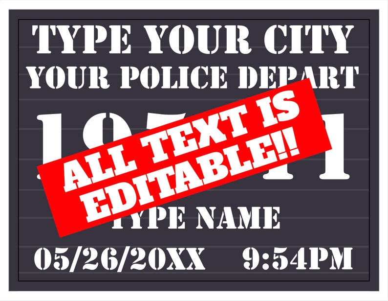 Mugshot Board - Police Slate Sign - Police Party, Cops & Robbers, Spy ...