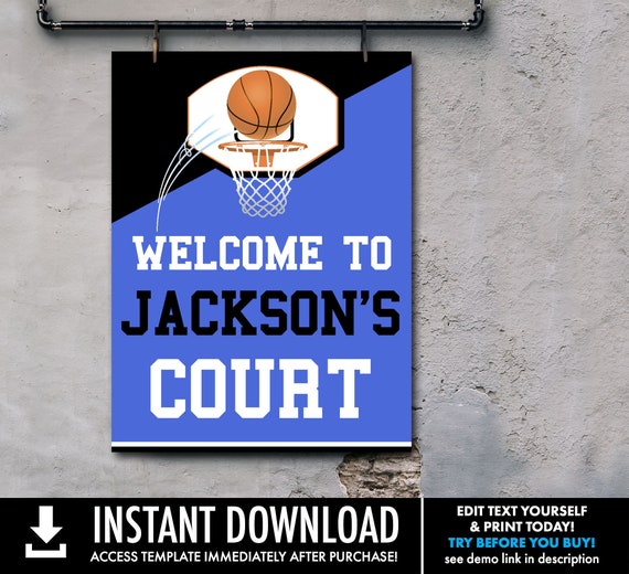 Basketball 18x24 Party Sign - Welcome Sign Basketball Party, Basketball ...