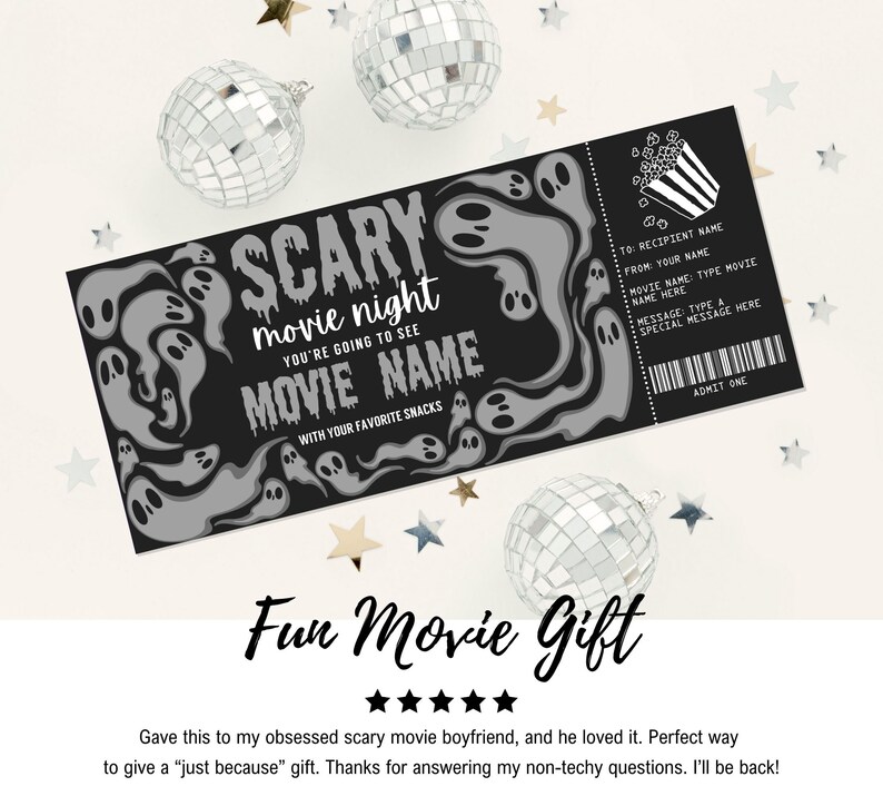 Halloween Scary Movie Night Mini Tickets, Spooky Movie Night Party ...