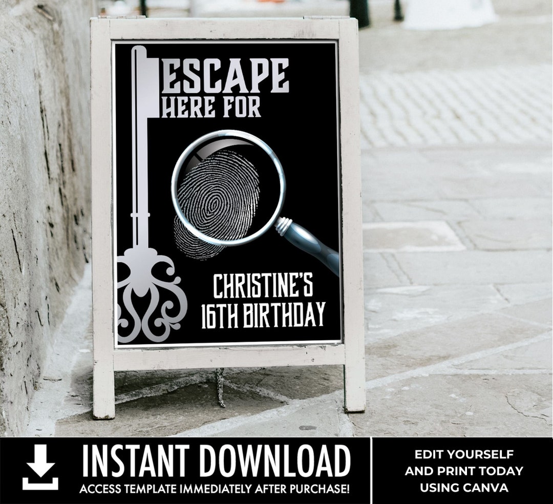 Escape Room Party 18"x24" Poster, Mystery Party Sign, Birthday Party ...