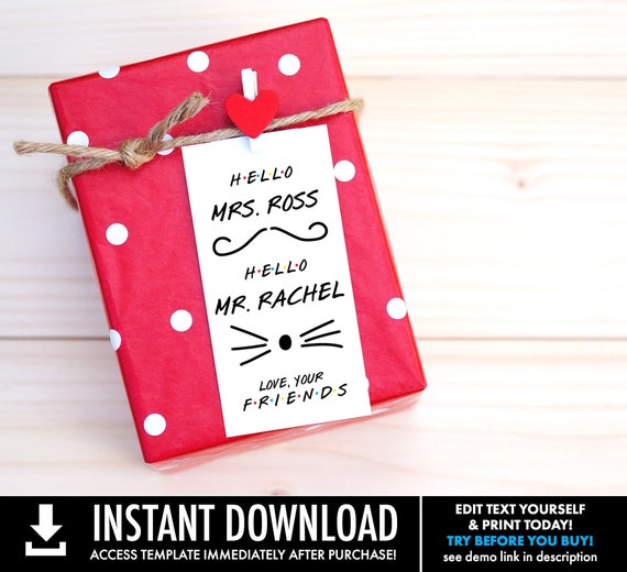 Friends inspired Wedding Tag - Hello Mrs Ross Hello Mrs Rachel Tag ...