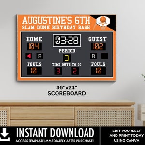 Basketball Scoreboard Printable 36"x24" Poster, Scoreboard Sign ...