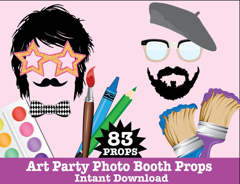 Art Party Photo Booth Props Rainbow Party Artist Party - Etsy